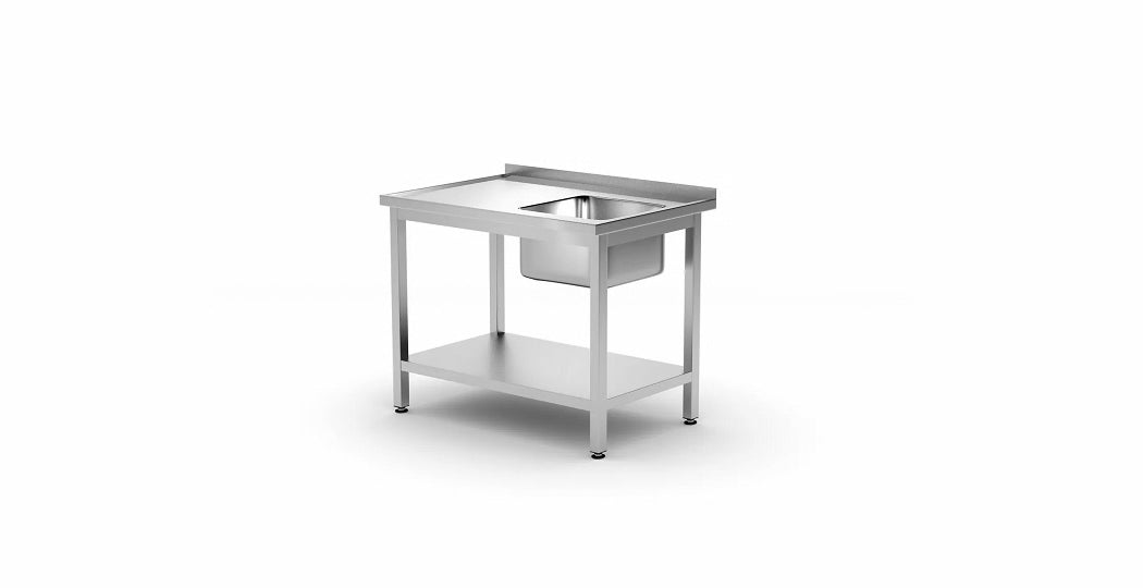Rustfri vask med hylle Kitchen Line – Gastroshop.no